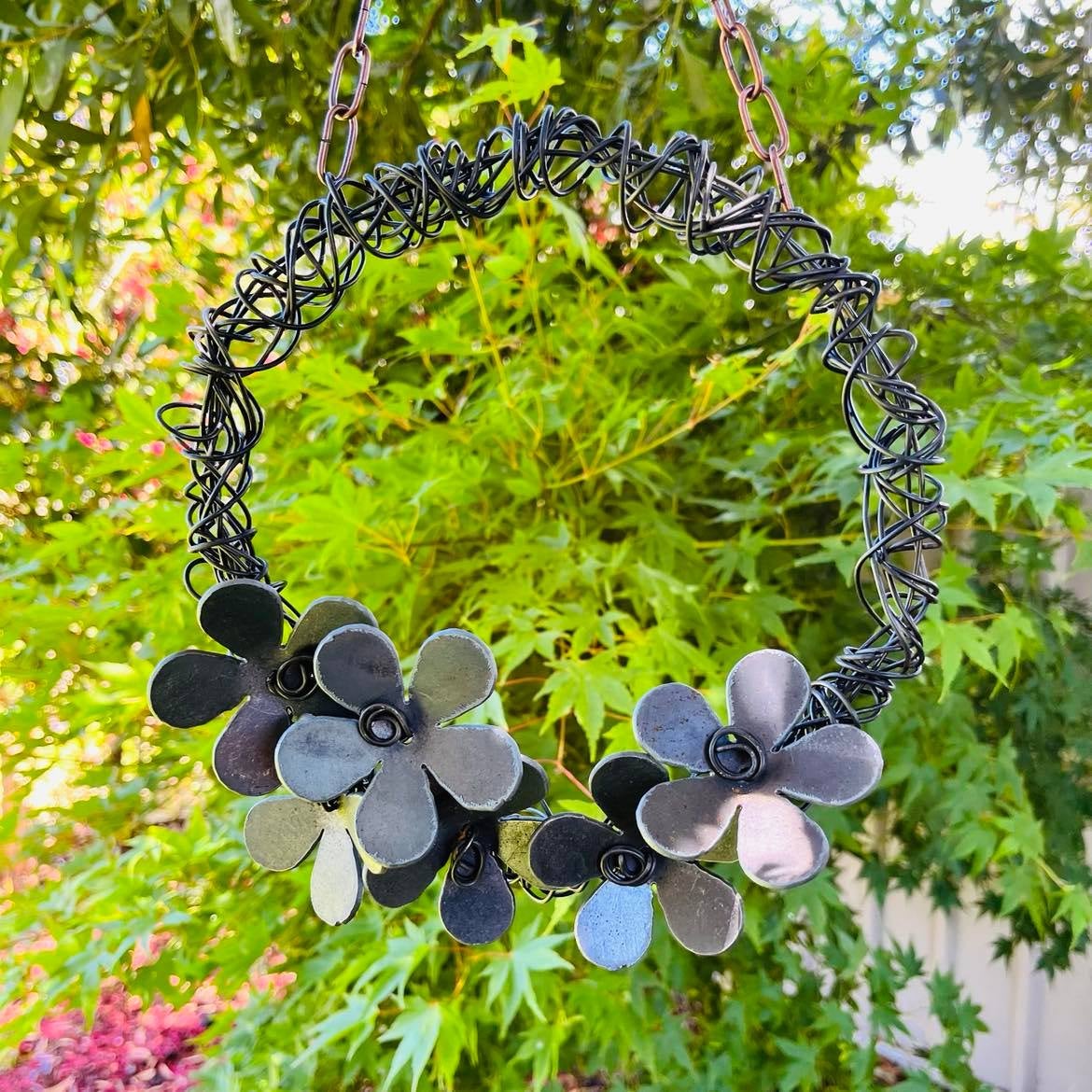 Wire Flower Wreath | Gravelly Beach Metalworks